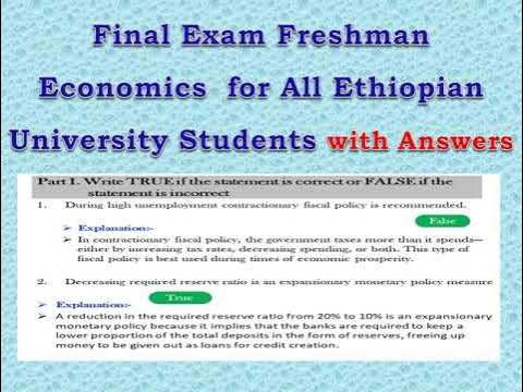 Freshman Economics Final Exam With Answers for All Ethiopian University ...