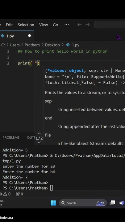 Hello world in Python Language #shortvideo #coding #shortsfeed #shorts #python #viralvideo - YouTube