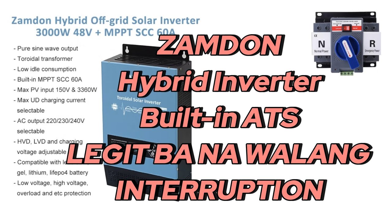 Solar DIY Zamdon Hybrid Inverter Builtin ATS NO INTERRUPTION Test - YouTube