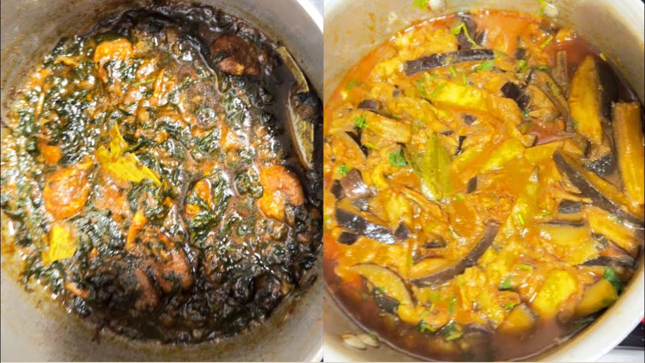 Spinach & Prawns Bhuna|Aubergine & Chelapata Shutki Bhuna - YouTube