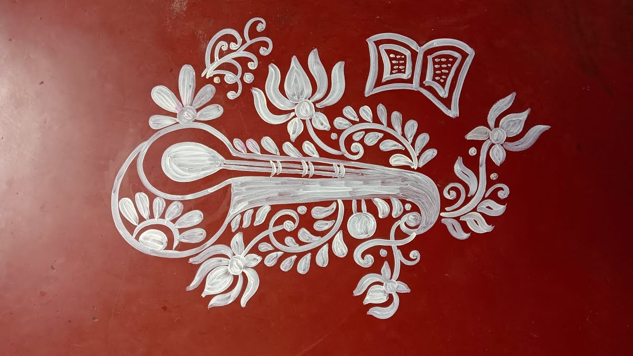 Best alpona design for saraswati puja|| Easy saraswati puja alpona ...