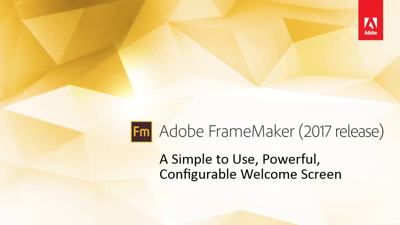 FrameMaker 2017: Configurable Welcome Screen - YouTube