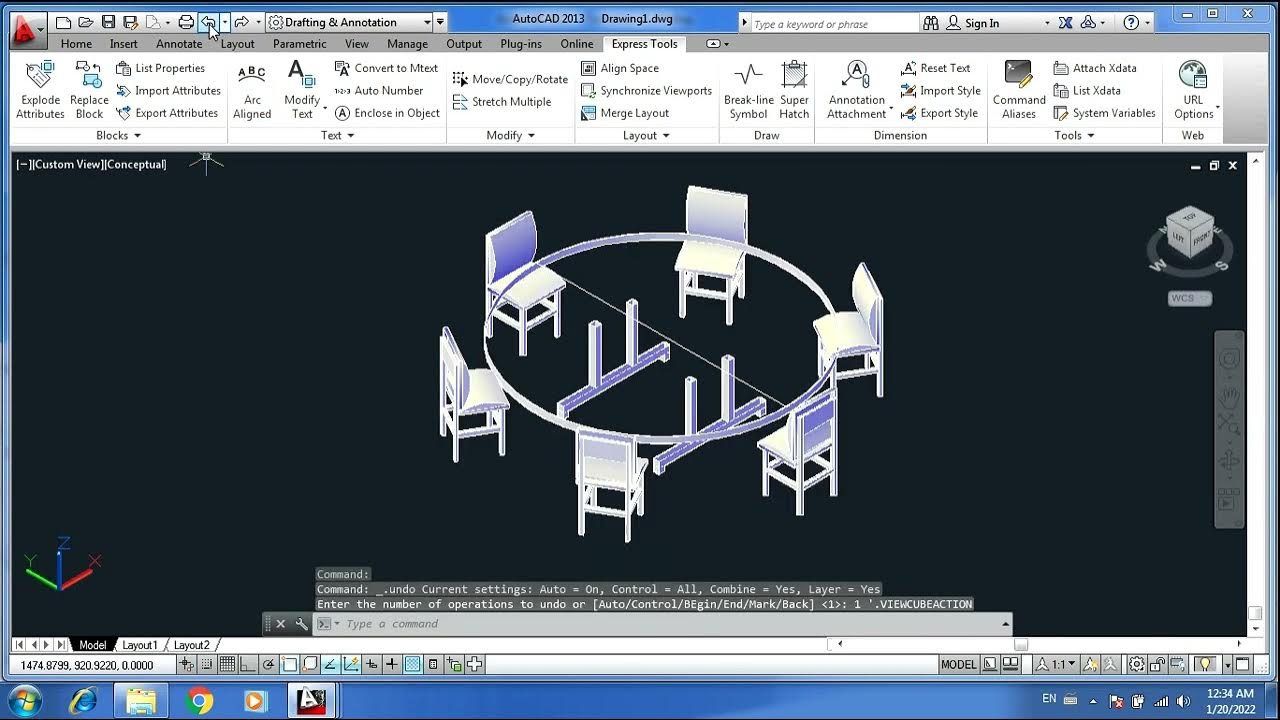 rotation 3d autocad lesson 19 - YouTube