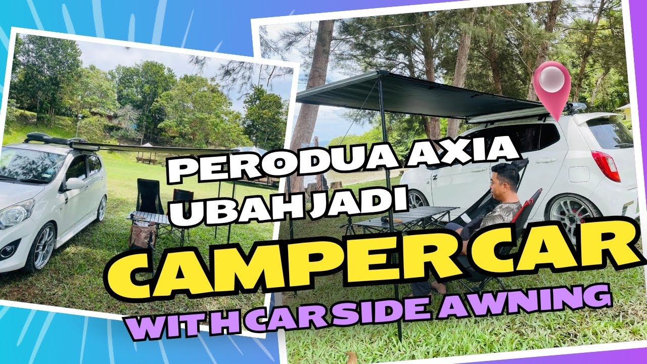 My Perodua axia setup for Camper car | Car side Awning - YouTube
