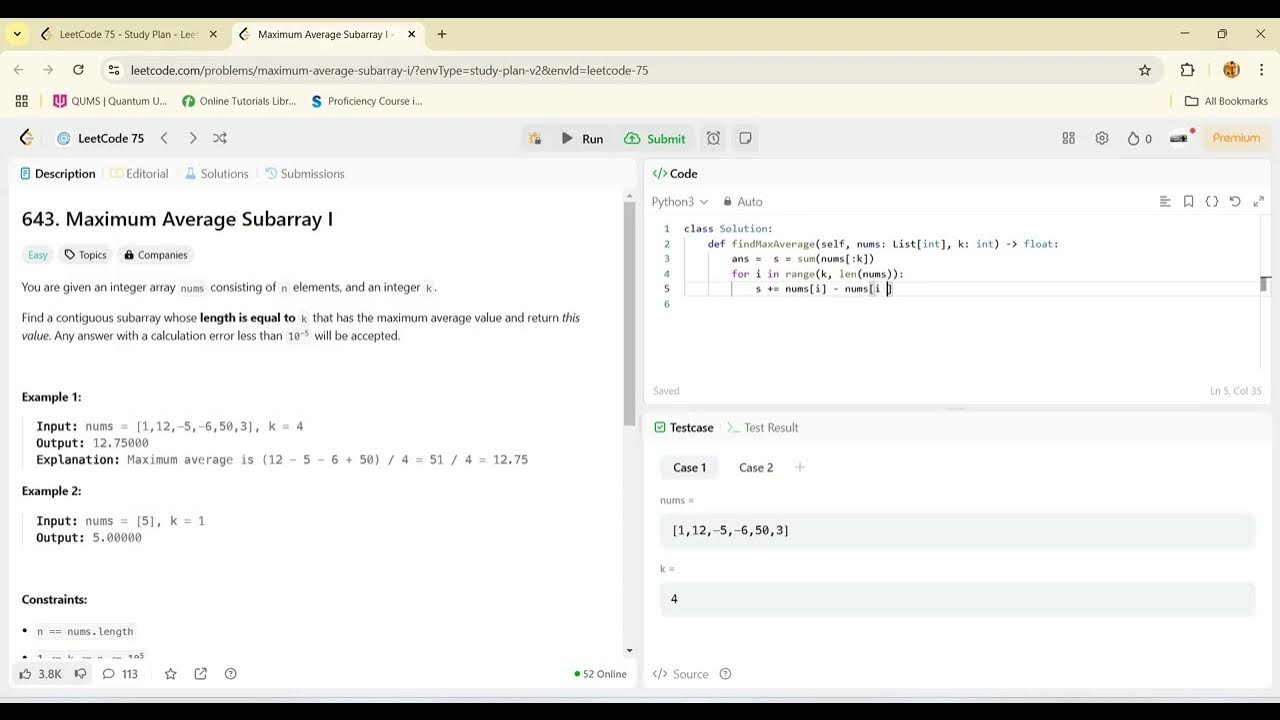 Maximum Average Subarray I - YouTube