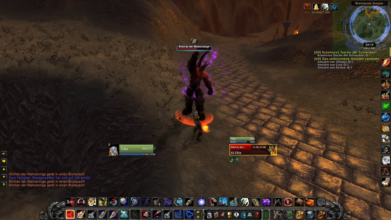 WoW Classic - Jäger Epic Bow Burning Steppes Klinfran Demon - YouTube