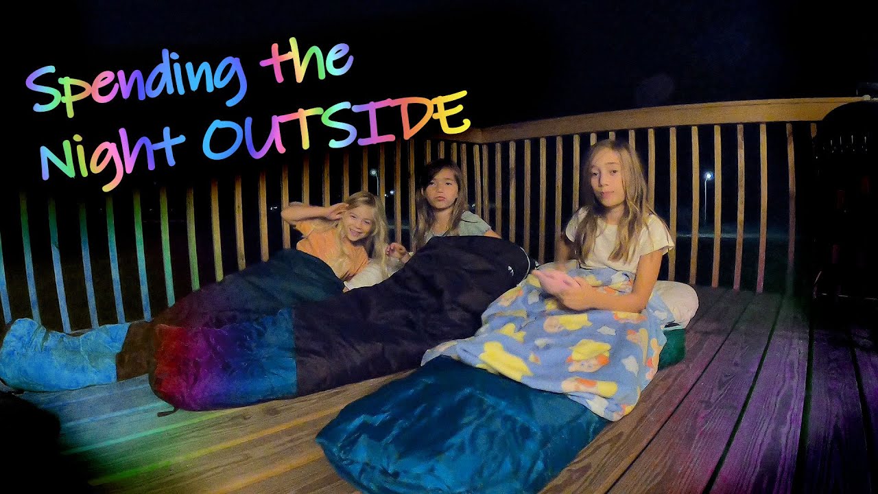 Spending the Night OUTSIDE! Trampoline Sleep Over + Monsters & Jokes ...