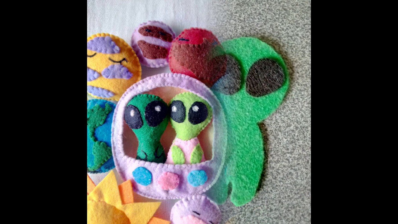 Aliens UFO Felt solar system toys - YouTube