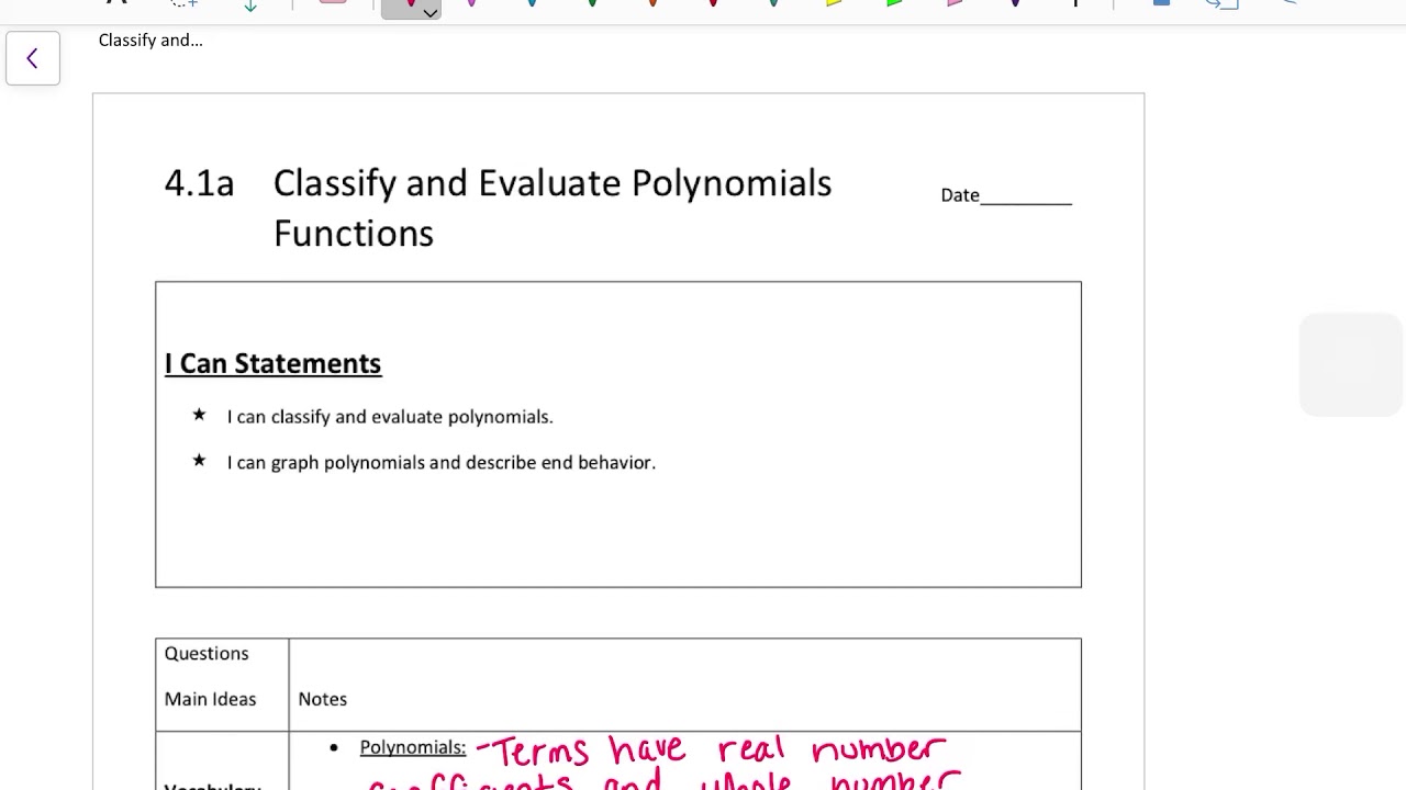 4.1a classify and Evaluate Polynomials 2020 - YouTube
