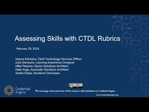 Credential Engine Assessing Skills with CTDL Rubrics Webinar - YouTube