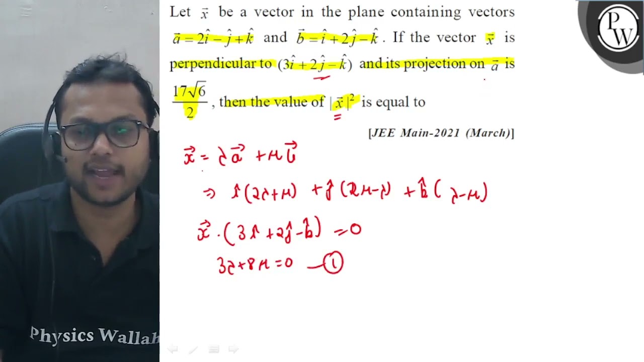 Let \( \vec{x} \) be a vector in the plane containing vectors \( \v ...