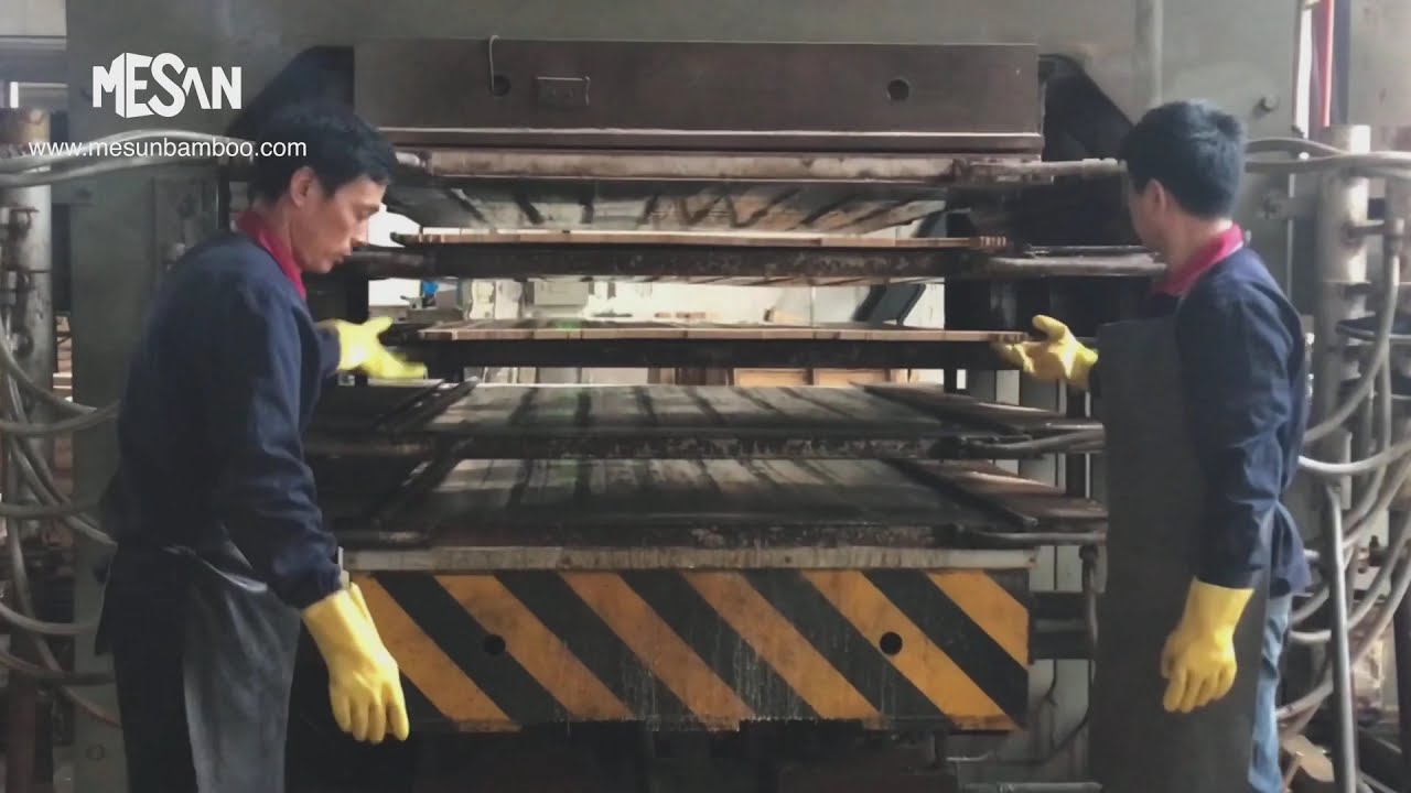 Vertically Press Bamboo Boards - YouTube