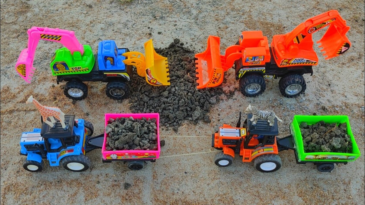 Two jcb Fully Loaded clay by Two Tractor | kids jcb video - YouTube