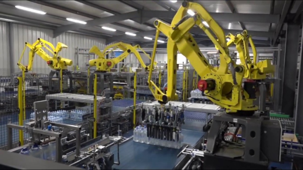 Automatic robot palletizing system with Fanuc robots - YouTube