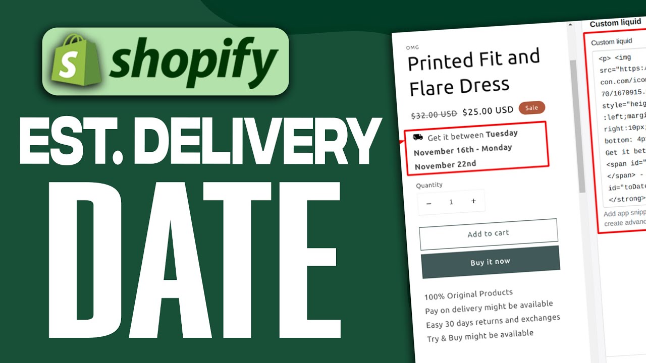 How To Display Estimated Delivery Date On Shopify Product Page YouTube