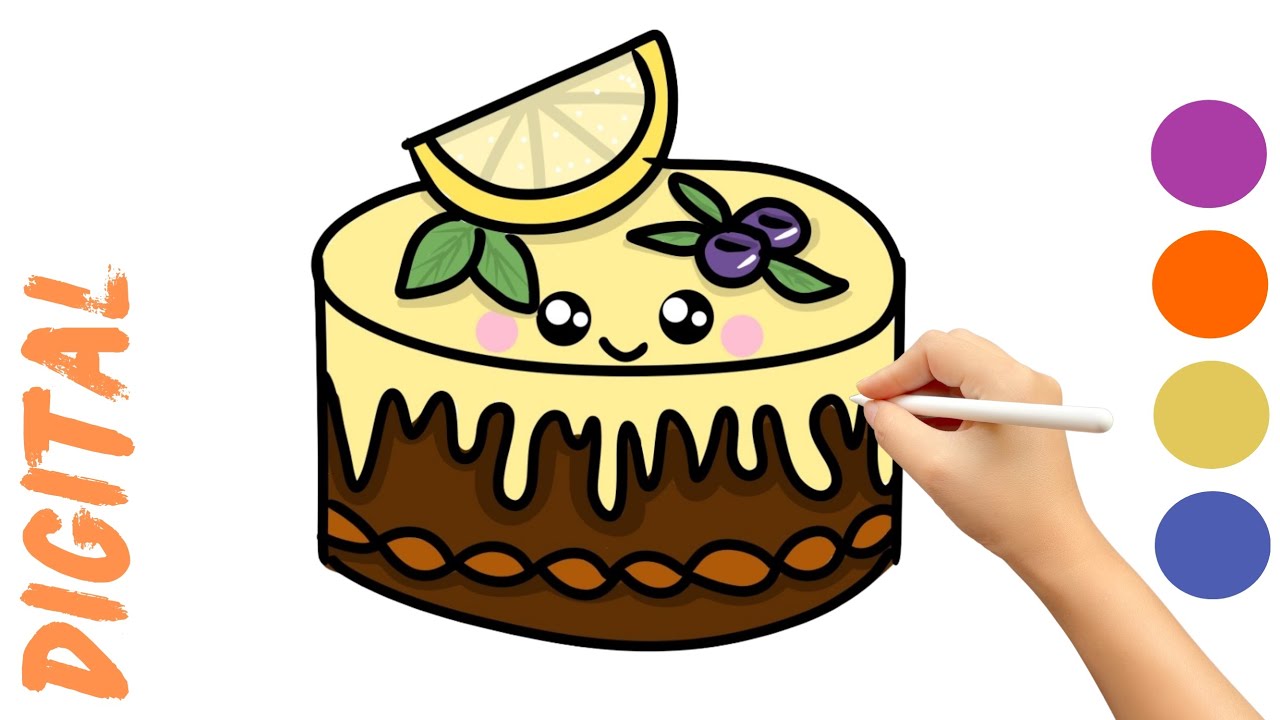 Drawing for kids-Drawing a CUTE CHEESECAKE/Easy Drawing/Learn to Draw ...