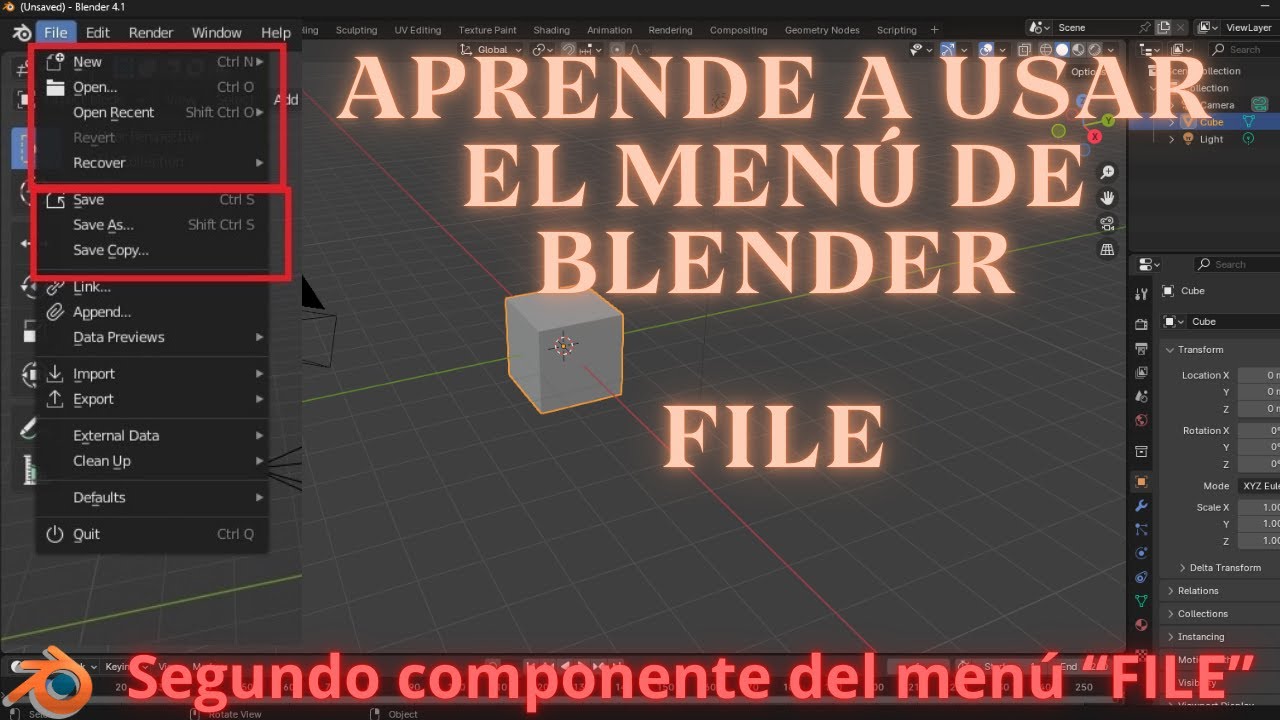 Menú File BLENDER | descripción detallada de cada componente | Guía ...