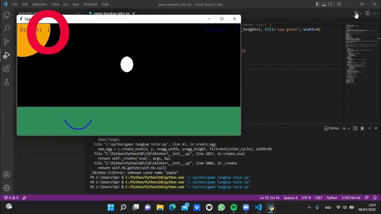 Tutorial membuat game Tangkap Telur 2D menggunakan python - YouTube