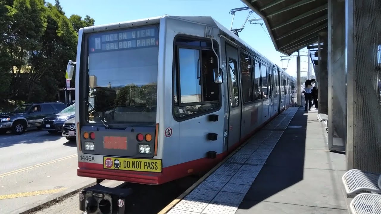 SF Muni 1998 Breda LRV2 1473 on Route M Ocean View - 2-Car Train 1446 ...