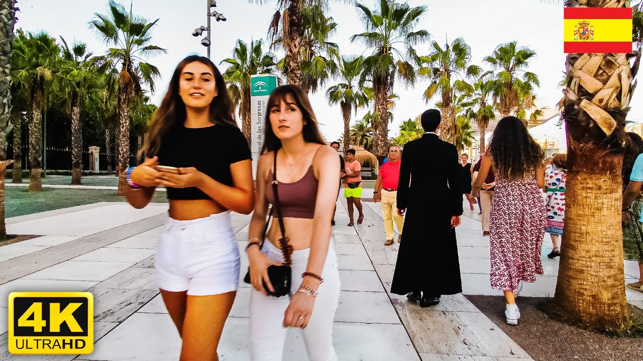 Malaga City & Beach Walk | 1 hour NON STOP Walking Tour [Spain 4K ...