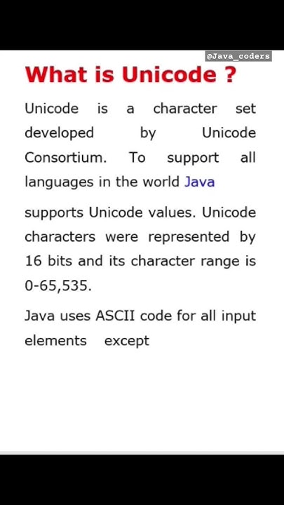 What Is Unicode Java Interview Questions Java Java Coders Unicode Java Coders Youtube