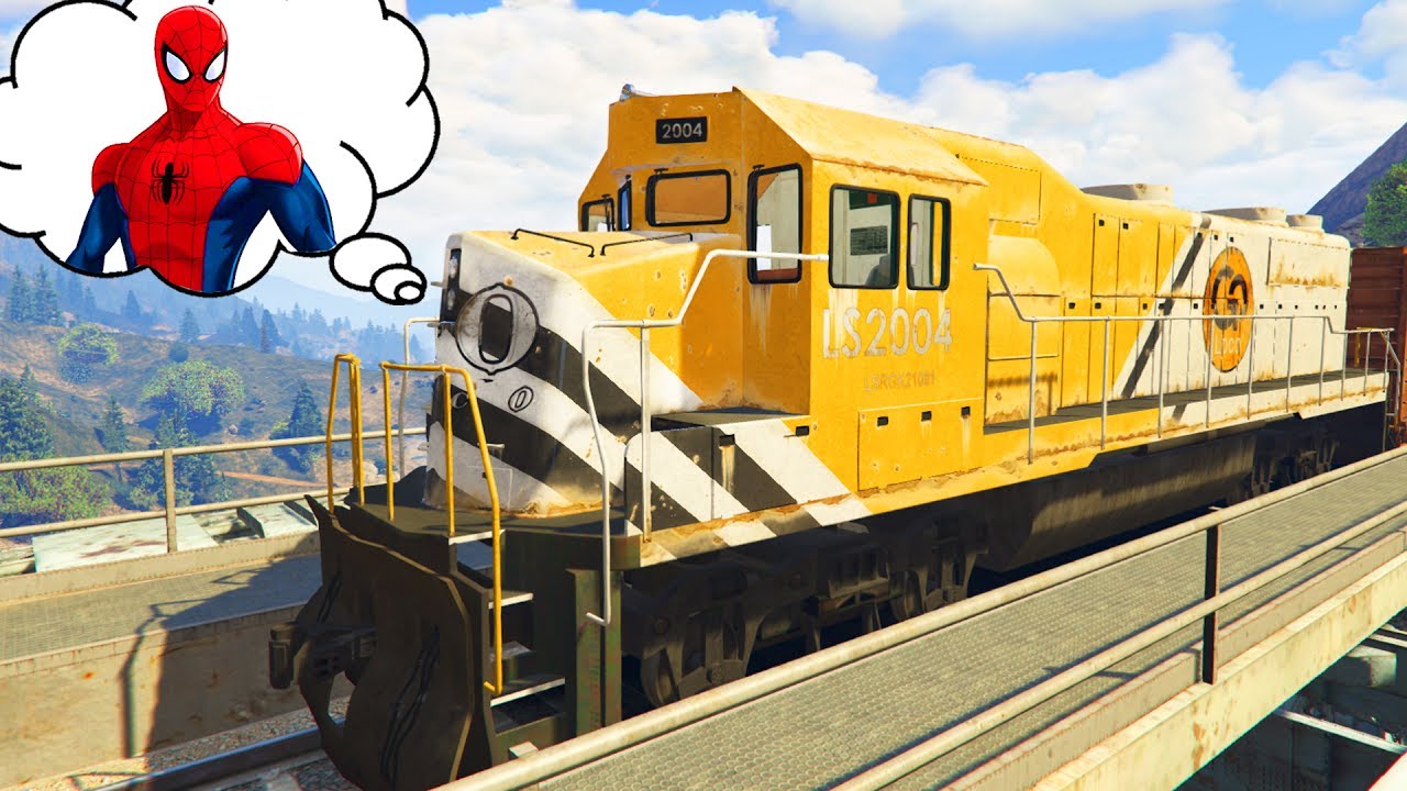 TRAIN TROUBLE | Spiderman saves Trains for Children Cartoon with ...
