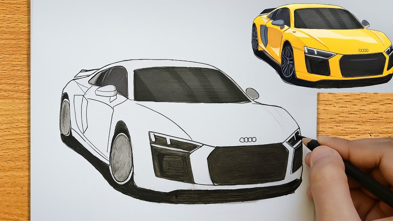 How to Draw an AUDI R8 Car🔥 - YouTube