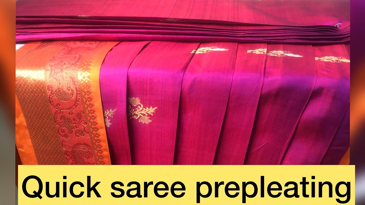 Saree prepleat in just 5 mins | ironing | silk saree pleating | box ...