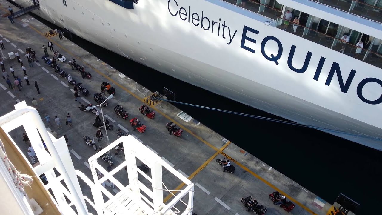 Motorcycles entering a cruise ship - YouTube