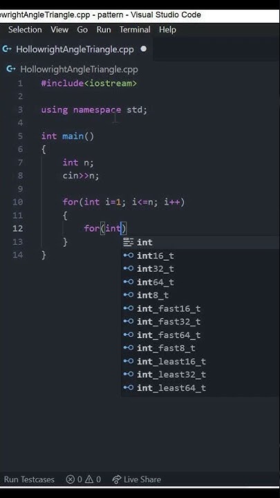 Hollow Right Angle Triangle Pattern | C/C++ language | #shorts | #ytshorts | #coding | lapmos ...