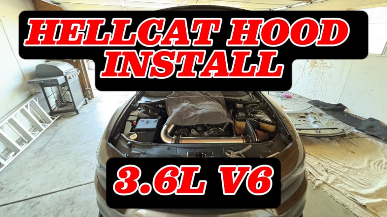 HELLCAT HOOD INSTALL ON 2020 DODGE CHARGER GT V6, 3.6L ENGINE (FAKE CAT ...
