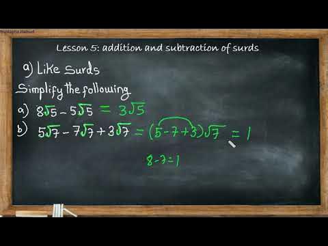 maths. lesson 5 addition and subtraction of surds - YouTube