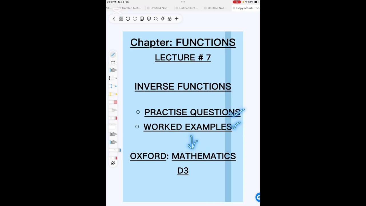 Inverse Functions || D3 || Worked Examples || Practise Questions || Lecture # 7: #olevel - YouTube