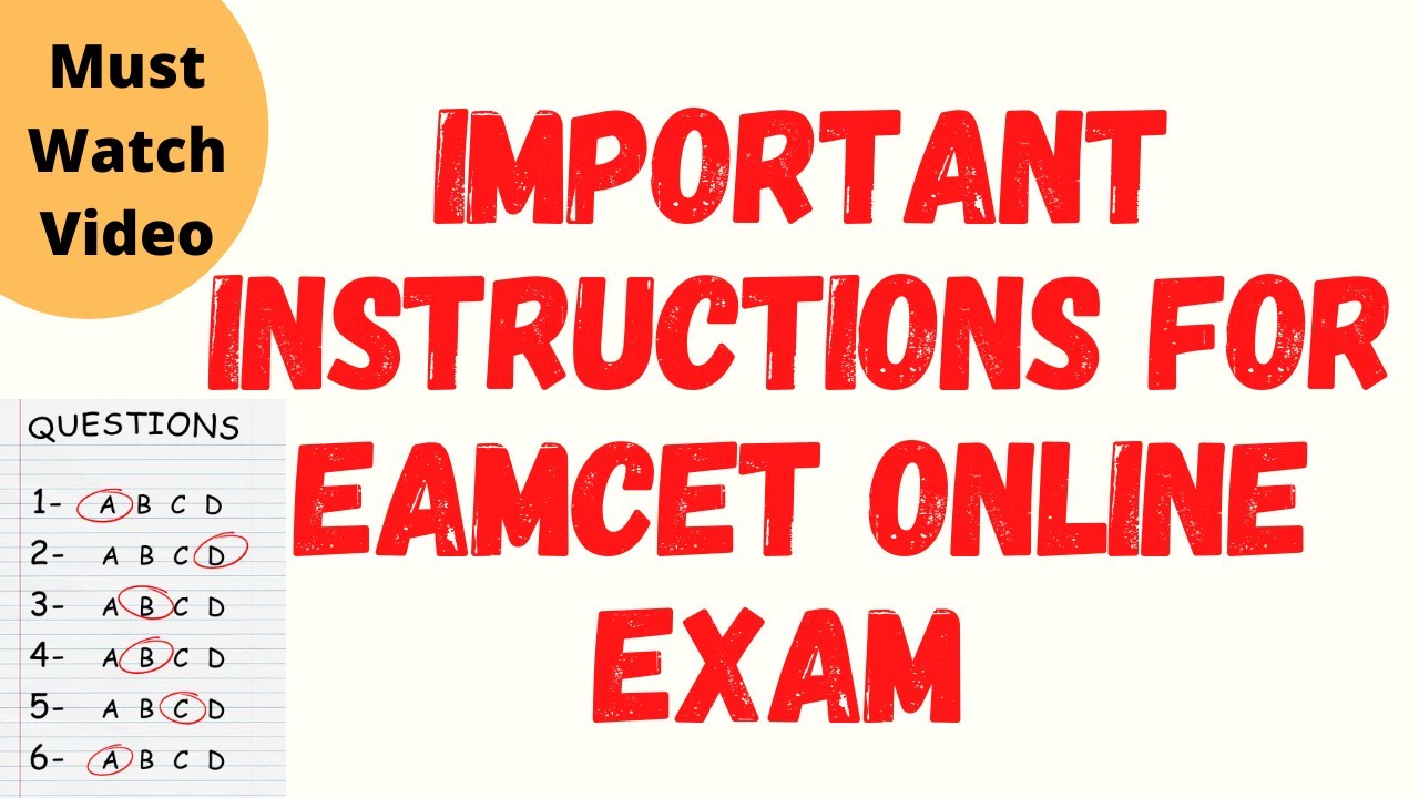 Important instructions for Eamcet Online Exam || Must watch video for ...