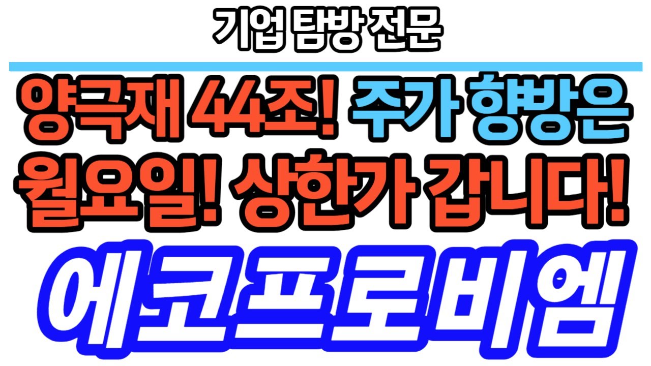 에코프로비엠 양극재 44조 주가 향방은 월요일 상한가갑니다 에코프로비엠주가 에코프로비엠주가전망 에코프로비엠전망