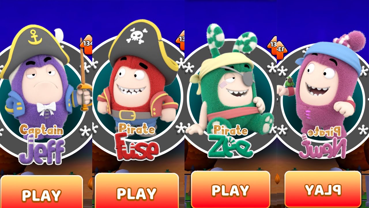 Captain Jeff & Pirate Fuse,Zee,Newt Oddbods Turbo Run - GamePlay - YouTube