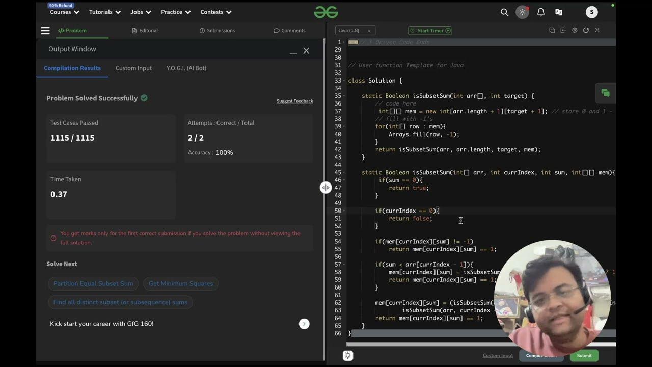 Subset Sum Problem - DP (Recursion with memoization) - YouTube