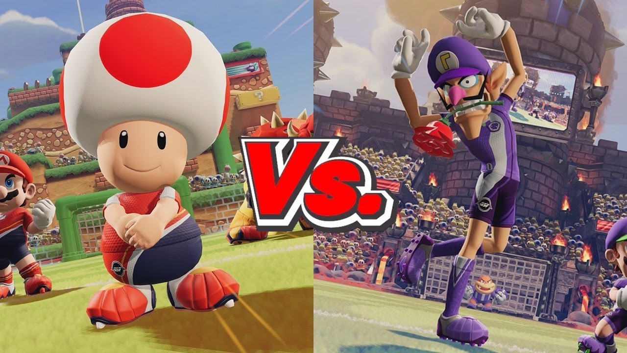 Mario Strikers Battle League - Toad (Rockets) Vs. Waluigi (Spikes ...