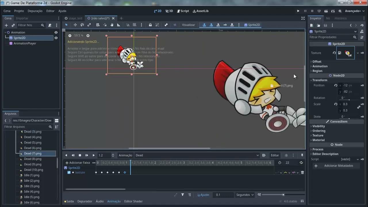 Como CRIAR GAME 2D - 04 - Animando o personagem com Animation Player 01 - YouTube