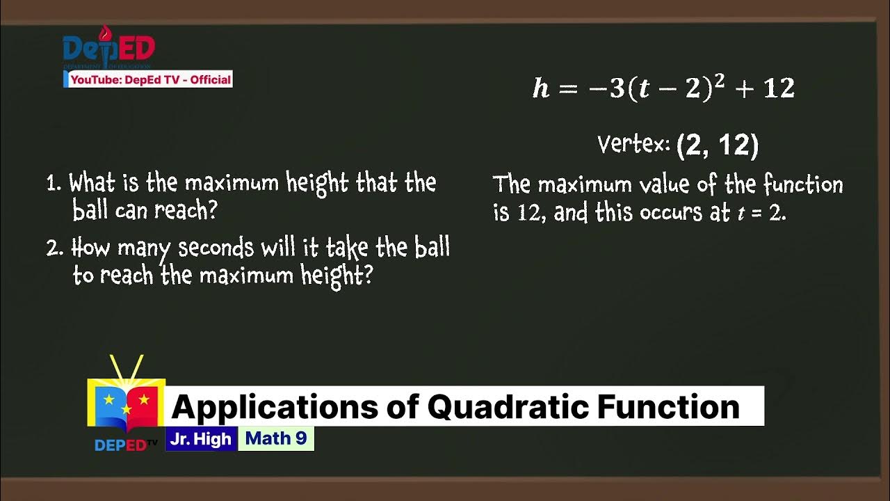 Grade 9 Math Q1 Ep 18 Application of Quadratic Function - YouTube