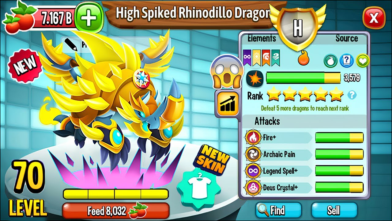 Dragon City: High Spiked Rhinodillo Dragon, NEW SKIN | EXCLUSIVE DRAGON ...