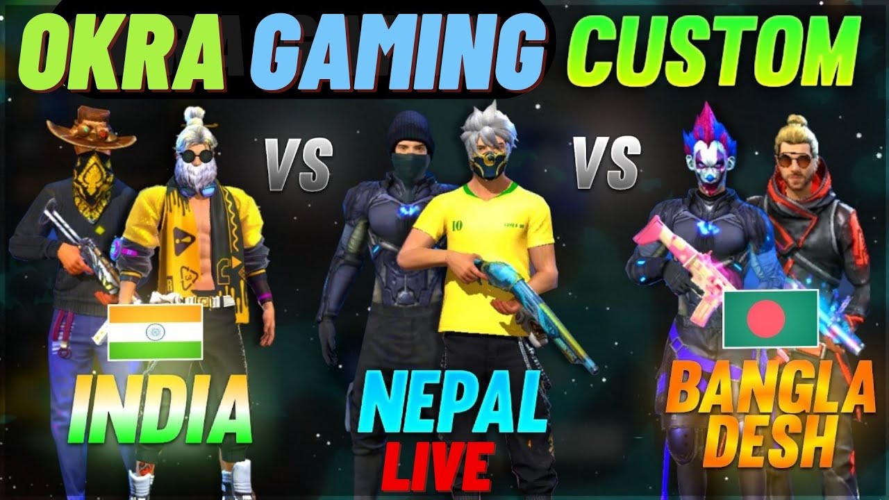 Nepal vs India vs Bangladesh Free Fire Live || Unlimated Custom #ff # ...