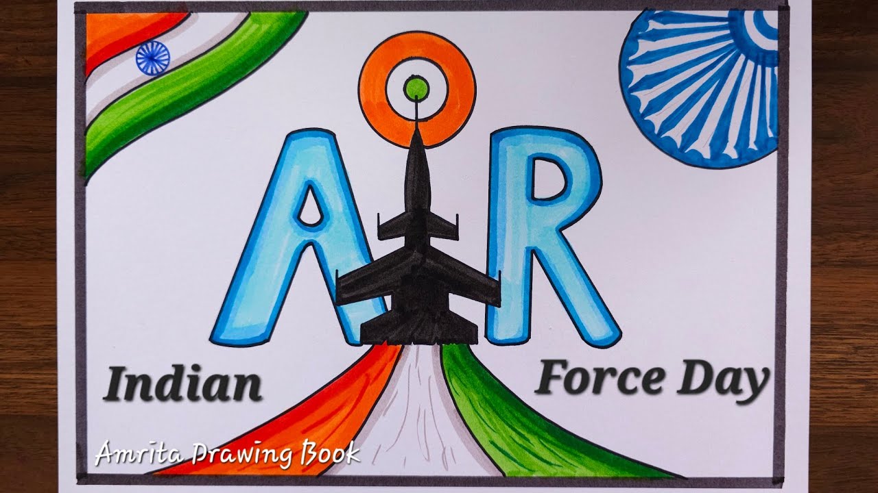 Indian Air Force Day Drawing Easy | Simple Indian Air Force Day Poster ...