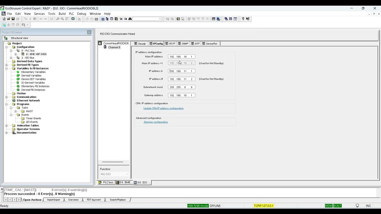 EcoStructure Control Expert PLC IP Address Change || M580 || M340 ...