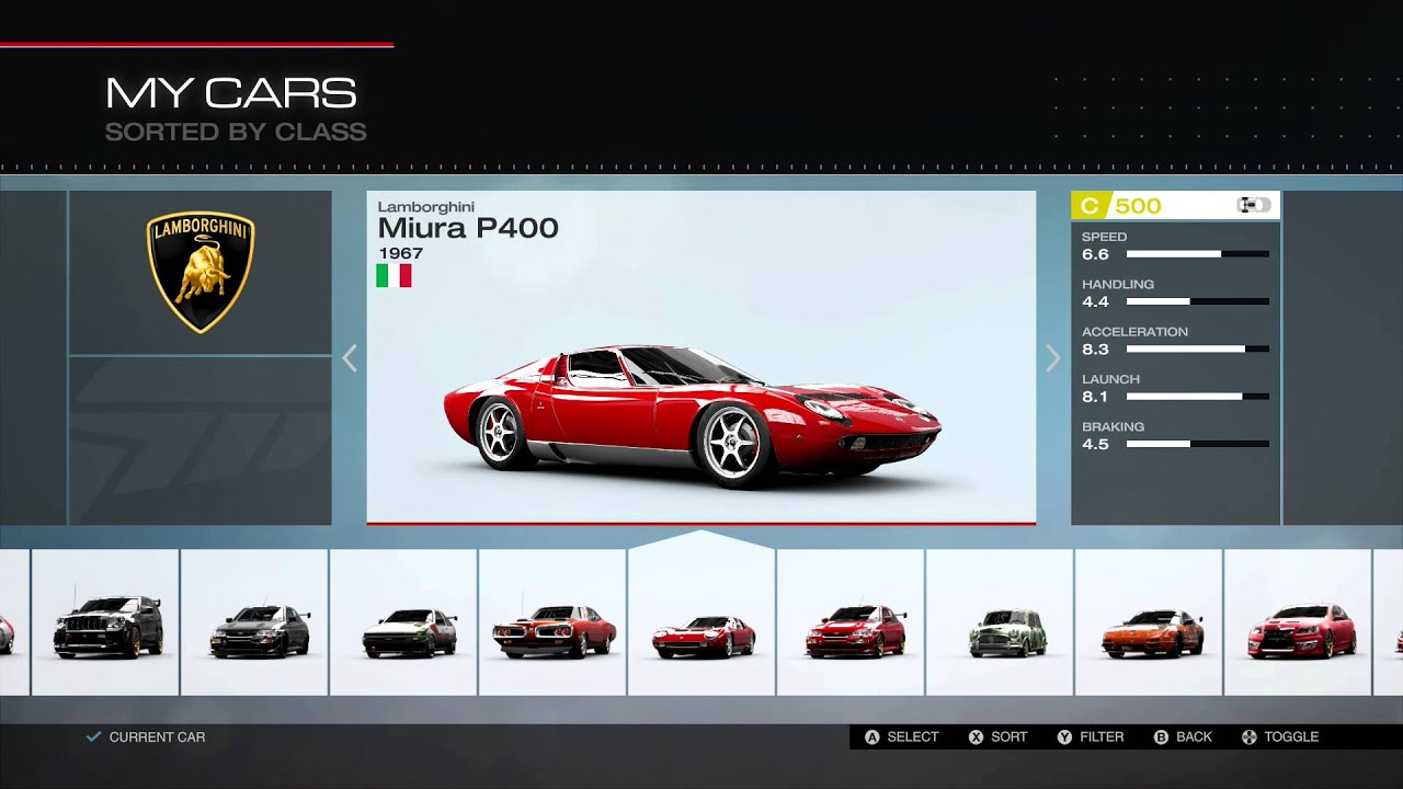 Forza 5 - Red & Blue for 1 & 2, C class intro, Car list - YouTube