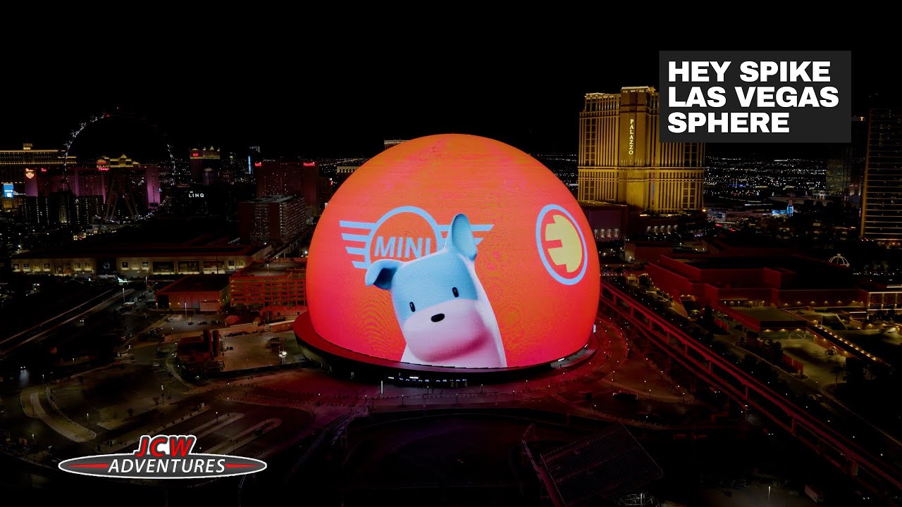 Las Vegas Sphere - Hey Spike MINI Cooper Mascot - YouTube