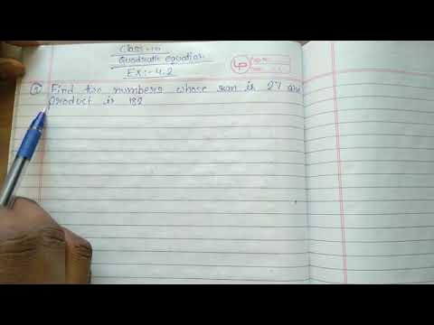 Find two numbers whose sum is 27 and product is 182. - YouTube