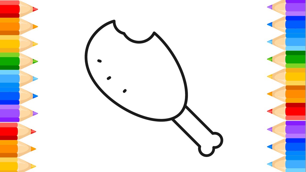 Easy Chicken leg piece Drawing & Colouring for Toddlers || How to Draw ...