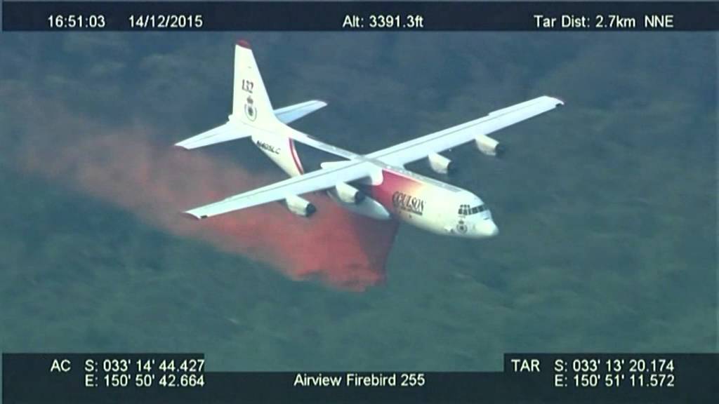 NSW RFS Large Air Tanker 'THOR' working Terraborra North Fire. December ...