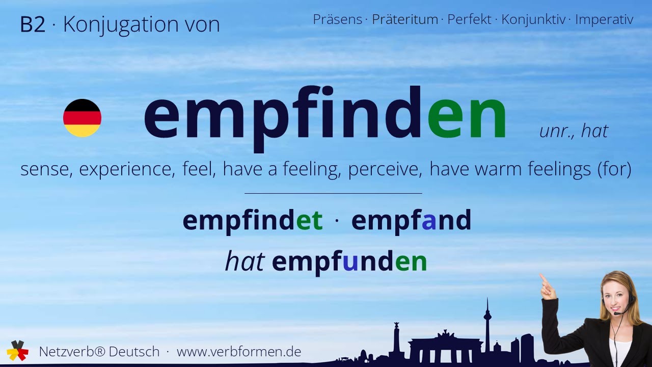 Konjugation Verb „empfinden“ (unr., hat) - alle Zeitformen, Lernvideo ...